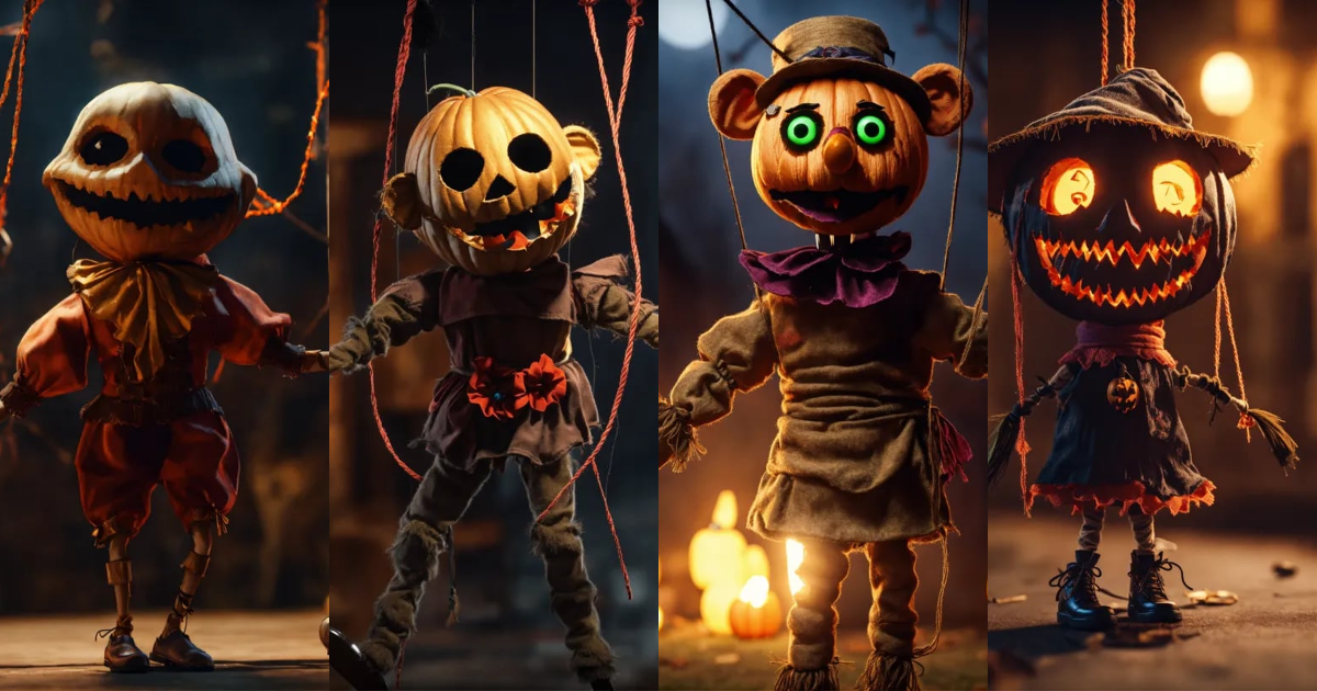 Lexica - Scary puppet on a string, halloween, unreal engine render, 8k