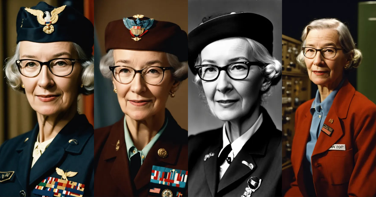 Lexica - A portrait of Grace Hopper, looking at the camera, full shot