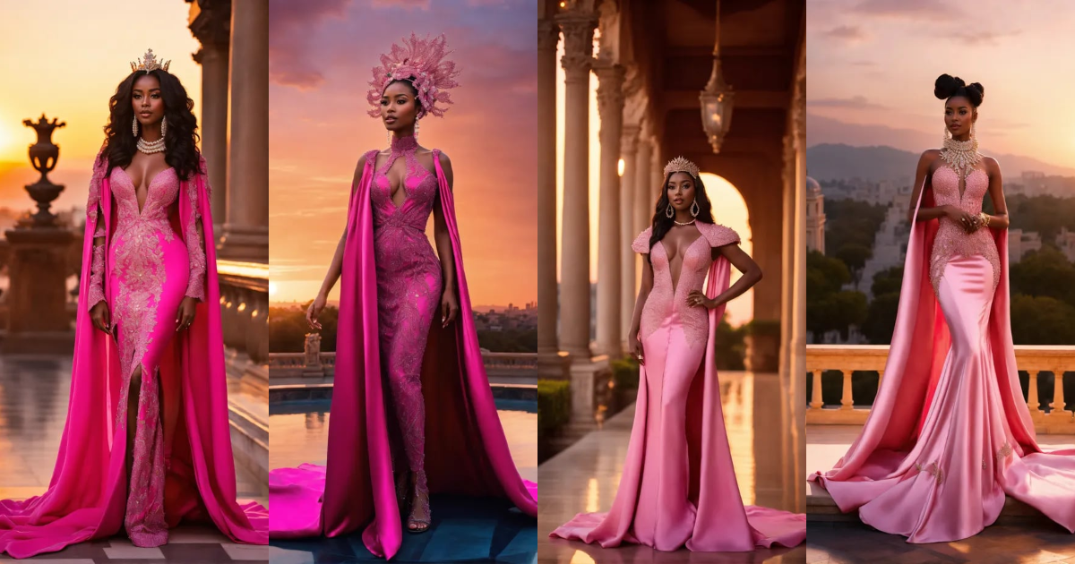 Lexica - Alien queen, dark skin, long dark hair. pearl-embellished head ...