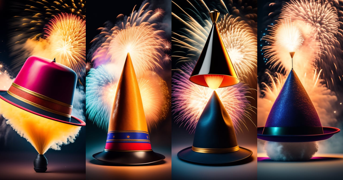 Lexica - A magician's hat upside down, with fireworks exploding from it ...