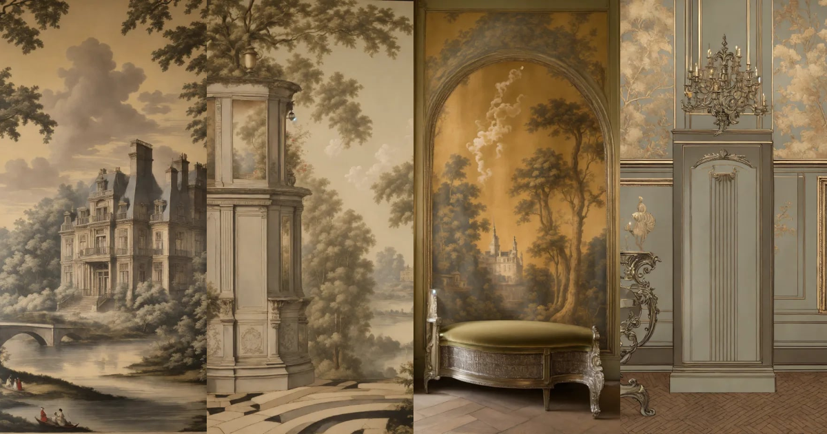 Lexica - Cheminé Toile de jouy Smoke nouveau art deco silver flash ...