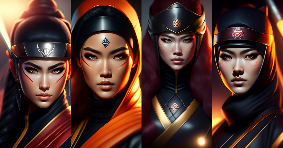 Lexica - Professional portrait of young ninja woman with a kunai ...