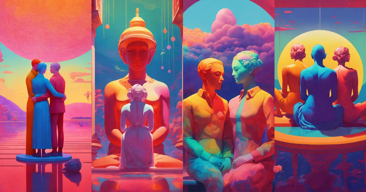 Lexica - A colorful vibrant portrait of a floating body and dreaming ...