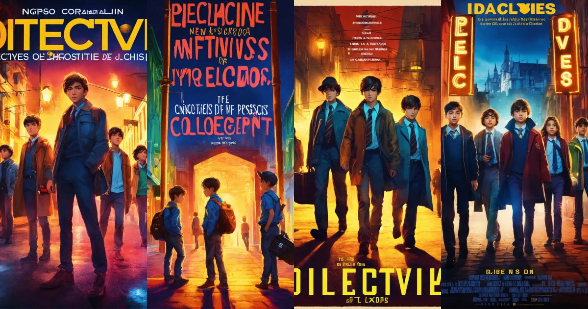 Lexica - Estilo portada de película de detectives, cinco niños de ...