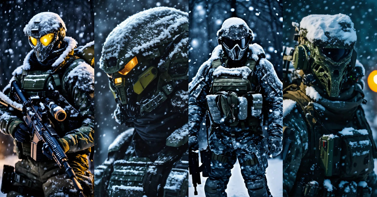 Lexica - A alien soldier monster , wearing winter camo military gear ...