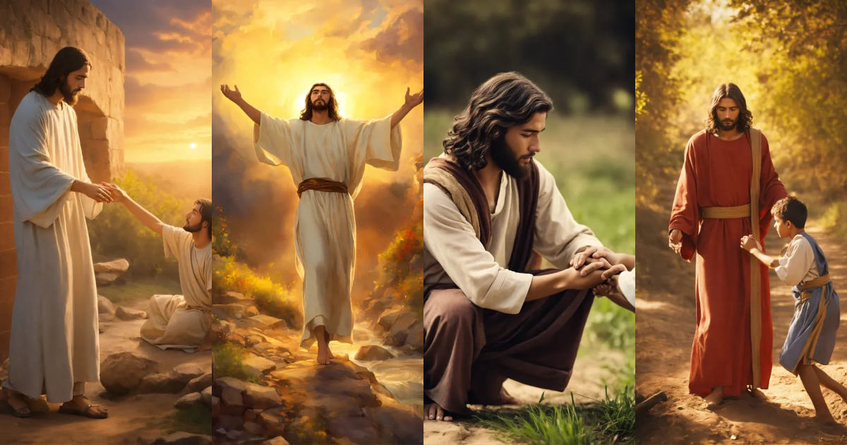 Lexica - Jesus give hand and help young man