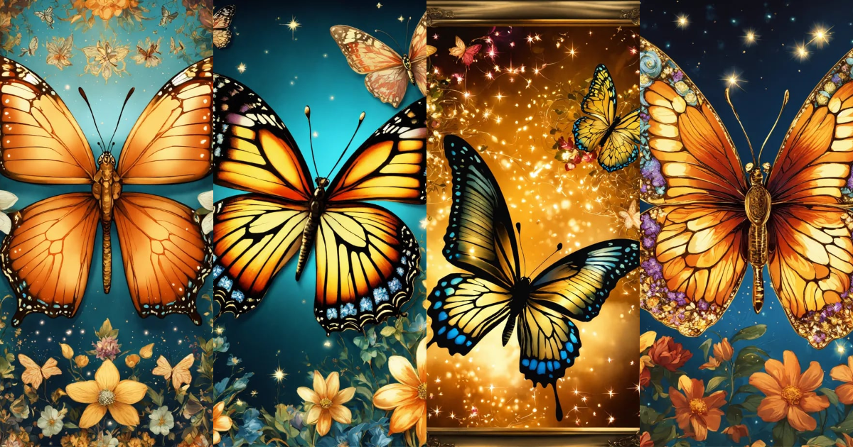 Lexica - Overwhelmingly beautiful butterfly framed with vector stars ...