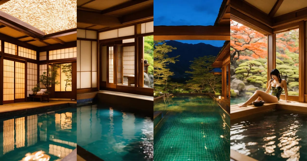 Lexica - Gorgeous japanese women swimming in luxurious Japanese hot ...
