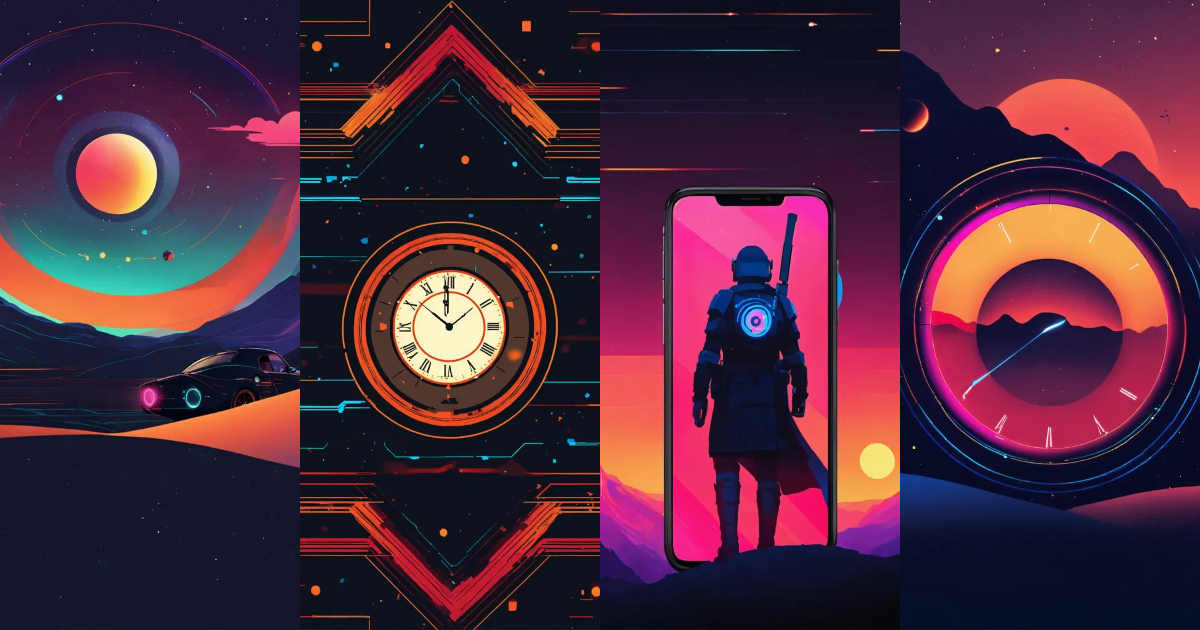 Lexica - Minimalist amoled wallpaper for phones with a time travel theme.