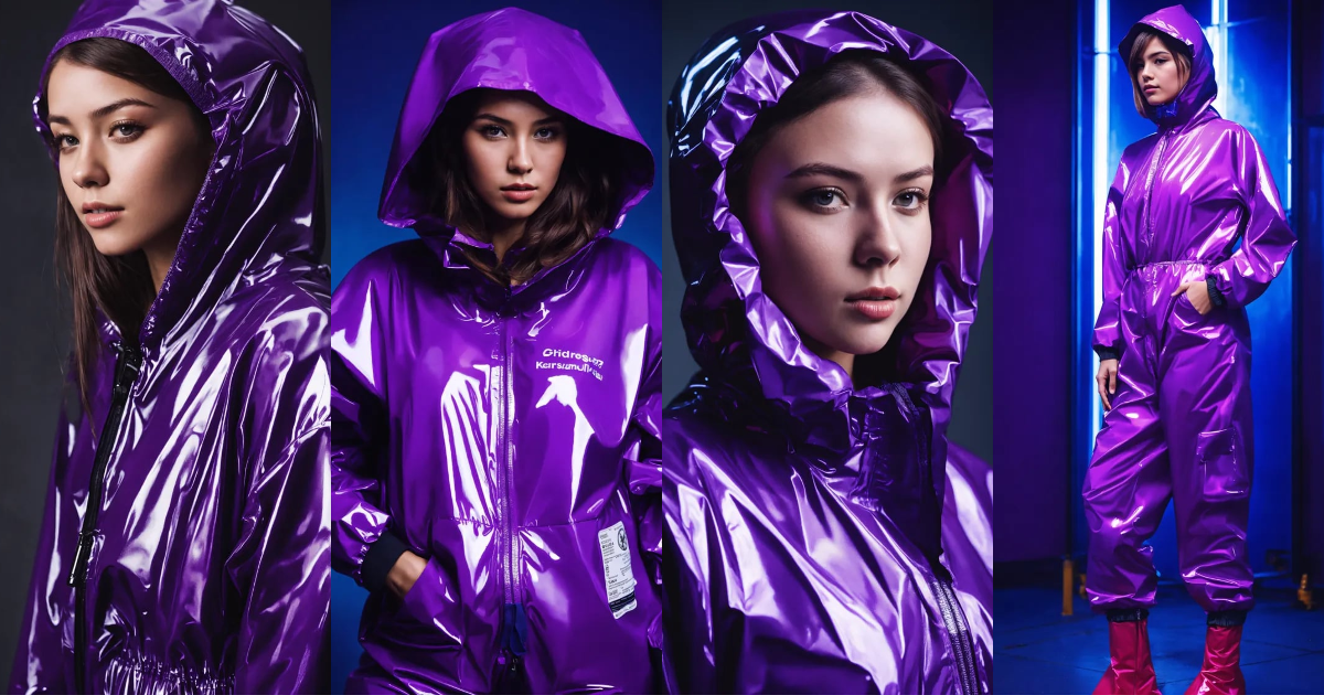 Lexica - Girl in glossy purple hazmat suit