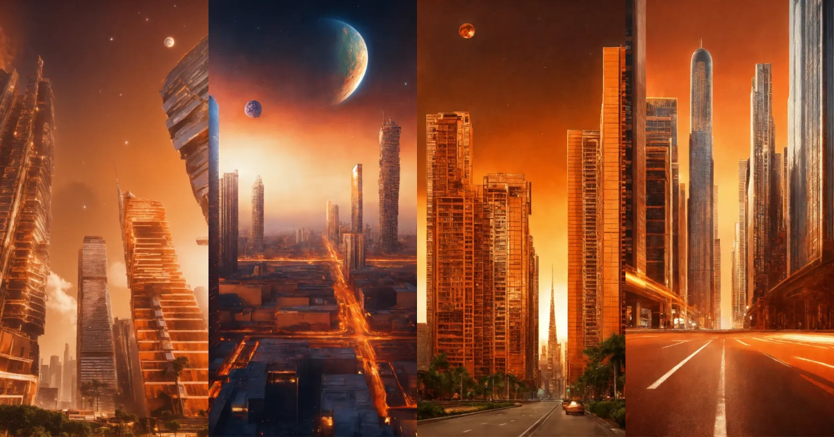 Lexica - Tall architectural buildings in the background. Space image on ...