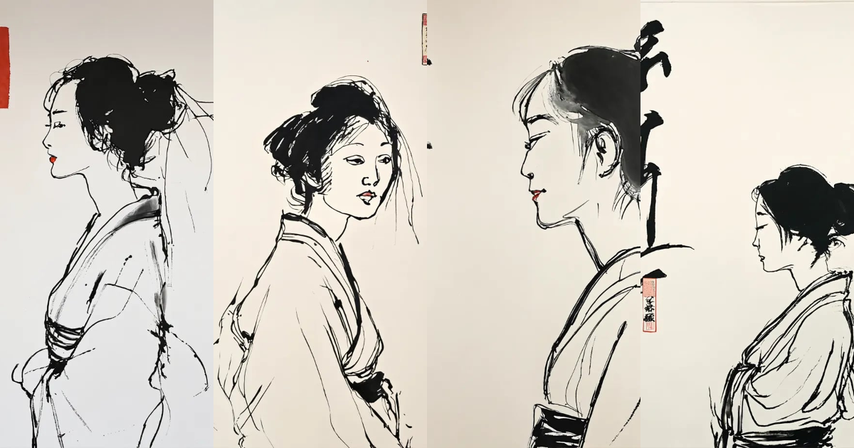 Lexica - Single line Sumi-e (墨絵) painting, minimalistic single line ...