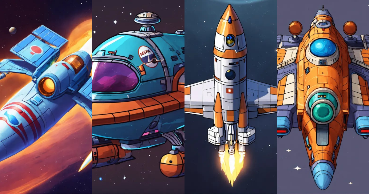 Lexica - A nasa spaceship, game asset, handmade, game icon, cartoon