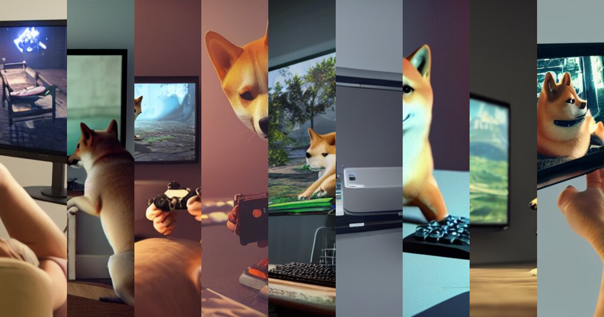 Lexica - Photo of shibe playing video - game, realism, realistic ...
