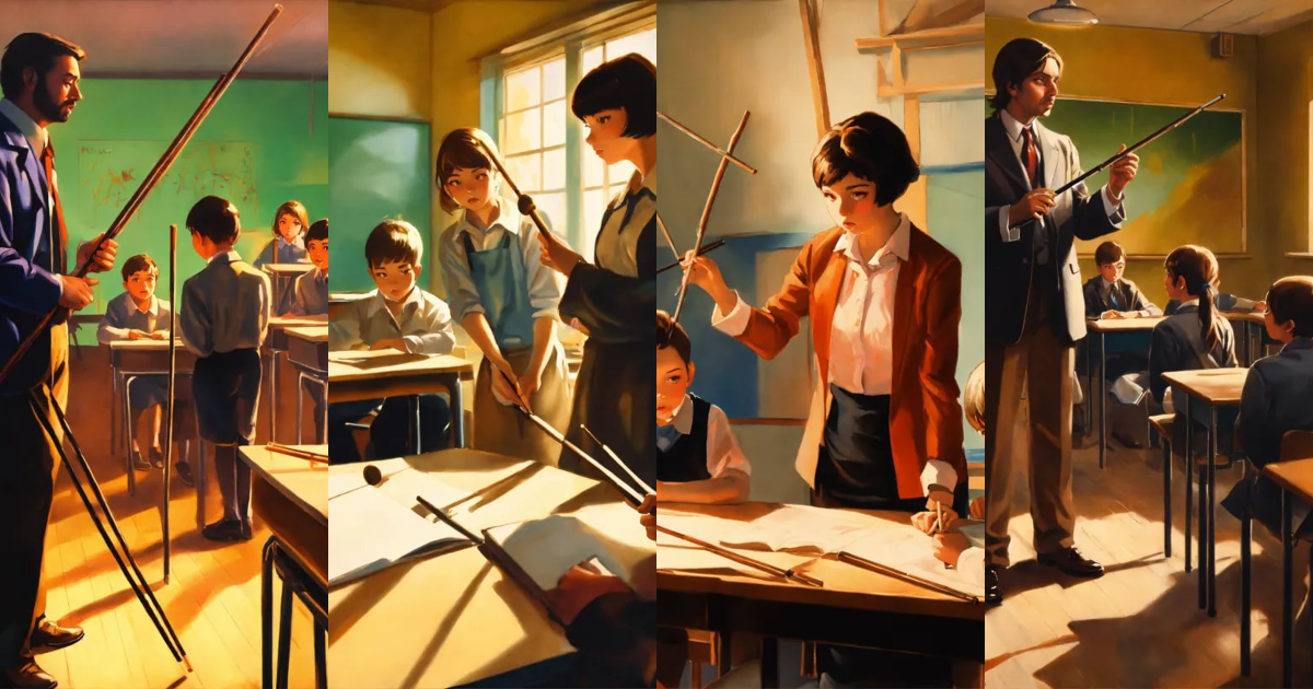 Lexica - The teacher is standing with rods in front of the class, the ...