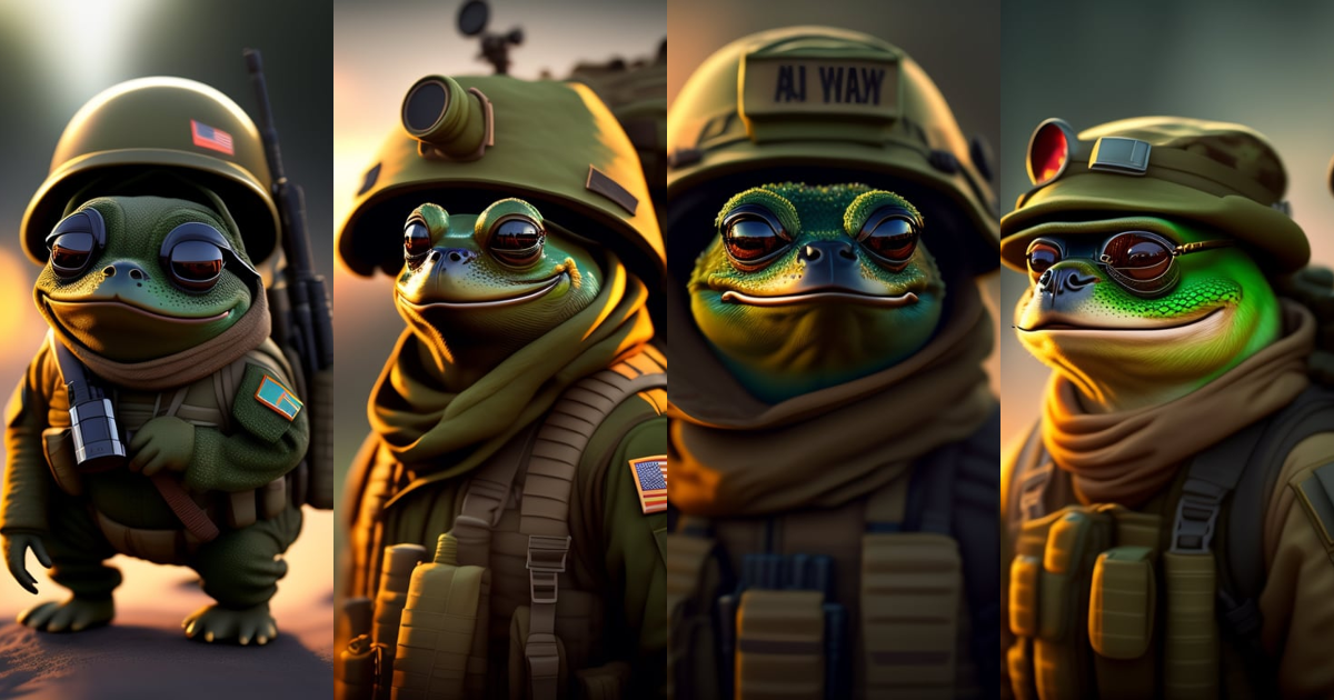Lexica - An exhausted pepe the frog at the frontlines in the army at ...