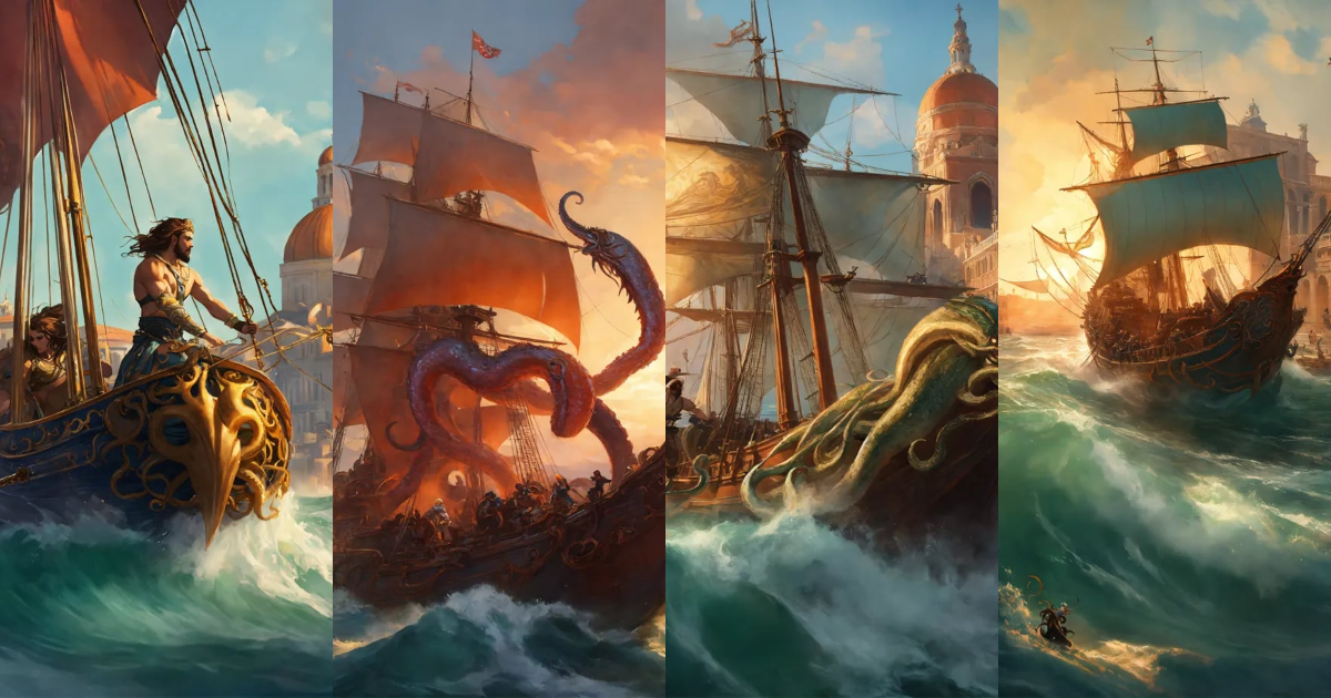 Lexica - A kraken fighting a Venetian galeass, background sea, highly detailed, digital painting ...