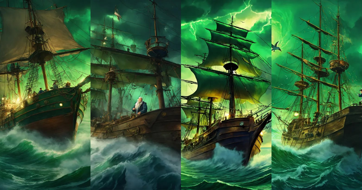 Lexica - An old sea captain, weathered face, steering his ship through ...