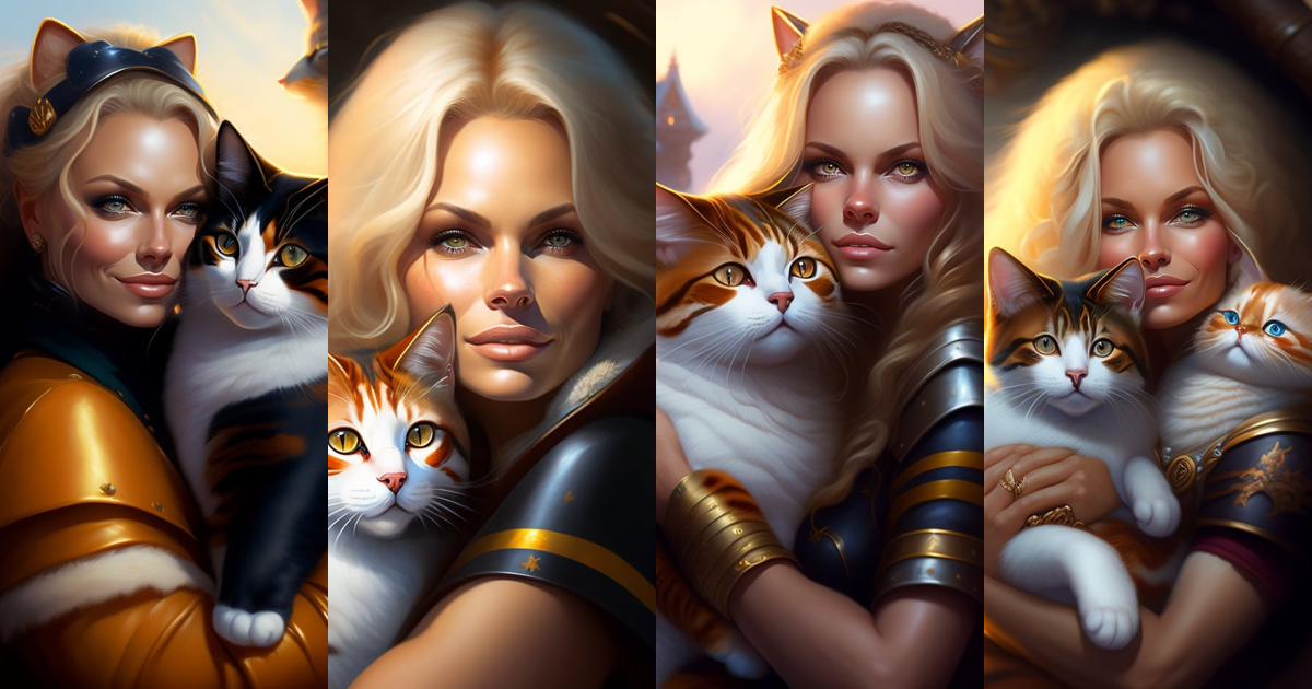 Lexica - A detailed portrait of a cute Pamela Anderson hugging a cute ...