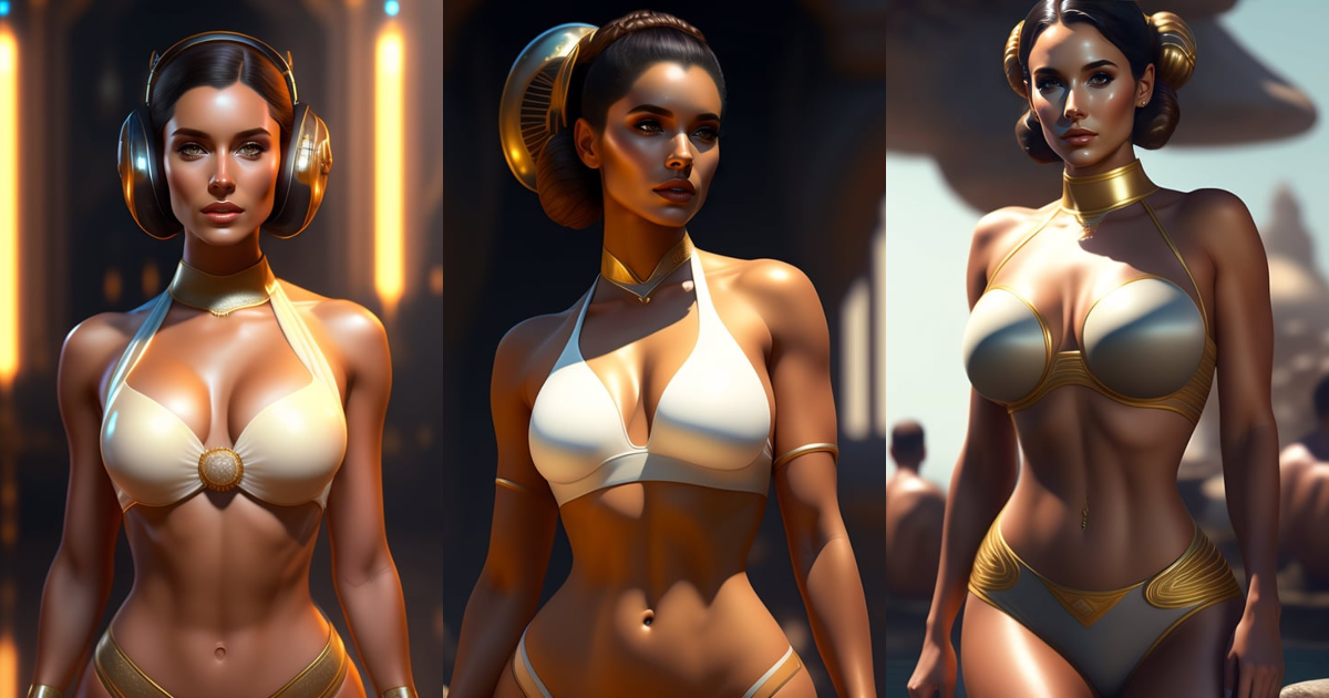 Lexica - Bikini, Princess Leia, anatomy, bathed in light, highly detailed, photorealistic ...