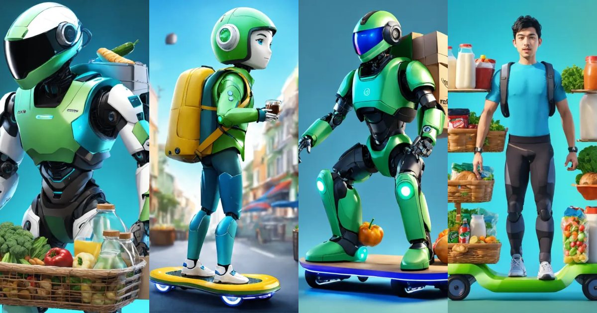 Lexica - A passionate male robot on hoverboard, realistic man face ...