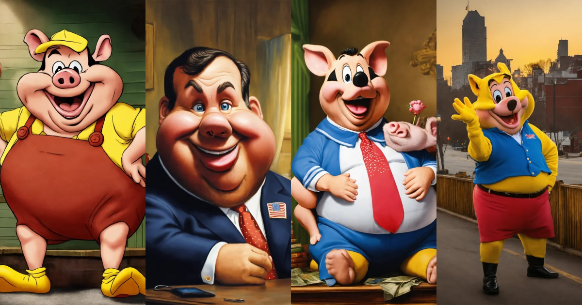 Lexica - Chris Christie, as porky pig
