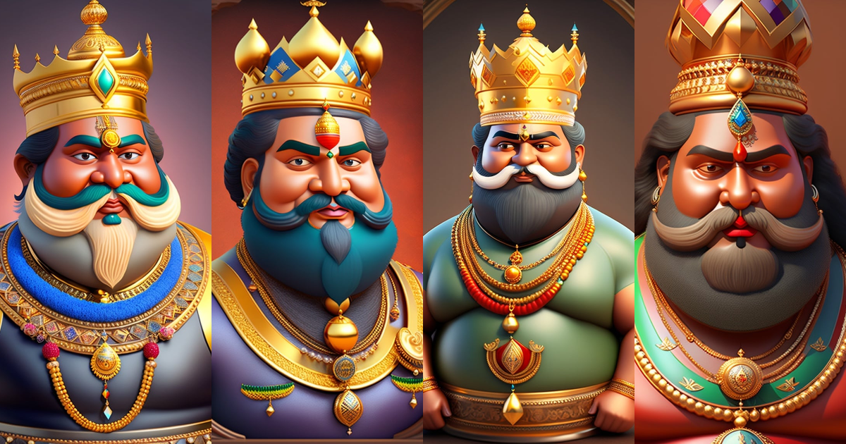 Lexica - Mahabeli a fat king with beard from Kerala wearing jewelleries ...