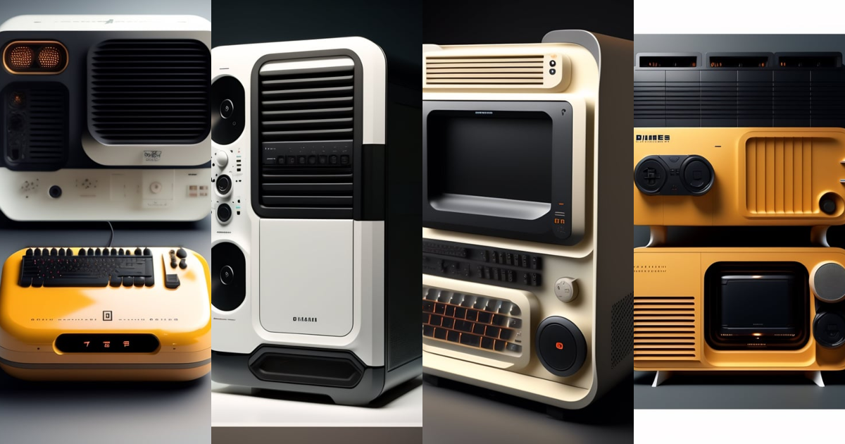 Lexica - A Gaming Computer designed by Dieter Rams. Product ad retro.