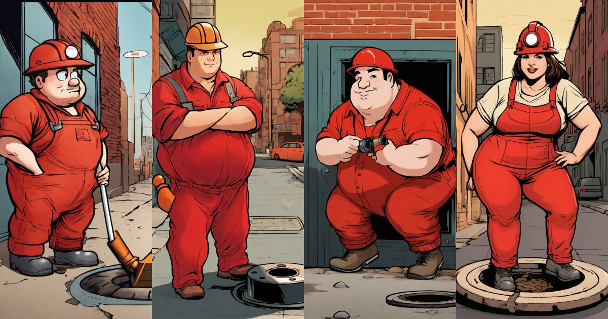 Lexica - A thinner, sporty plumper with a red overall outfit and a red ...