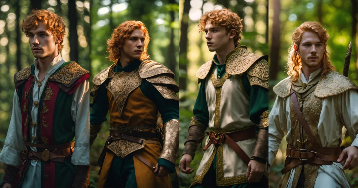 Lexica - Handsome elf man, strawberry blonde hair, cleric, in a forest ...
