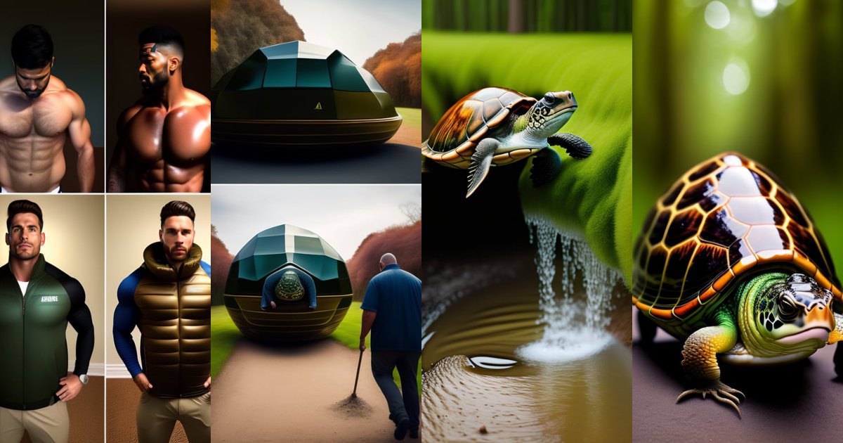 Lexica - Man transforming into a turtle