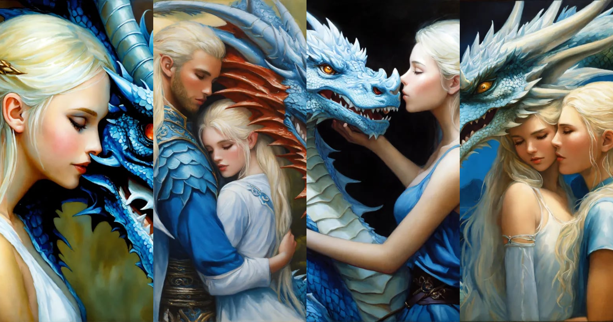 Lexica - Oil painting of a huge magnificent two meter big blue dragon's ...