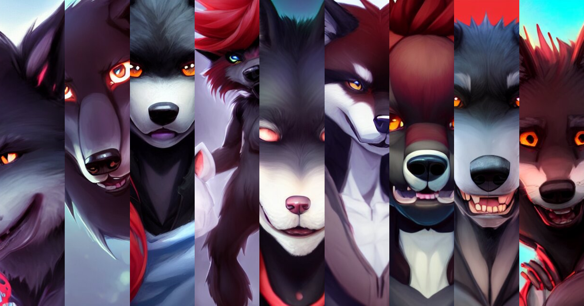 Lexica - Character concept art of a black anthropomorphic furry wolf ...