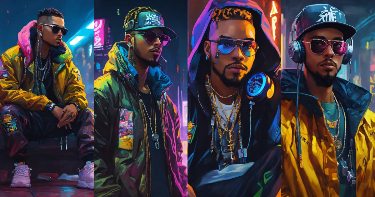 Lexica - Cyberpunk Rapper Artist, oil painting art style, High Quality