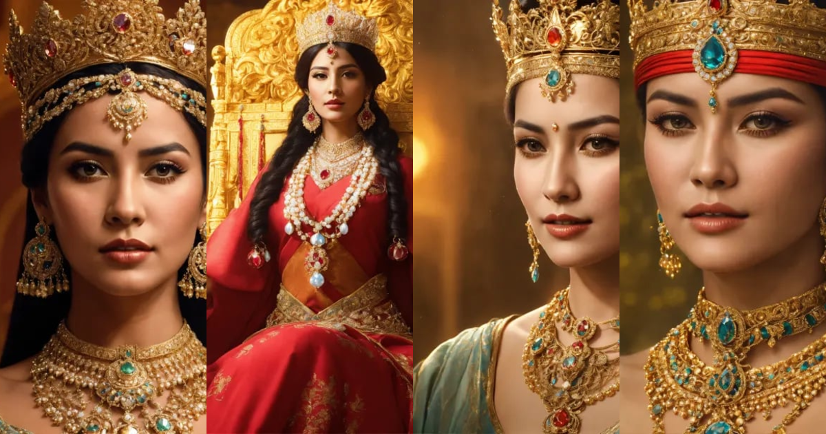 Lexica - Create a description of a majestic middle-aged queen ruling ...