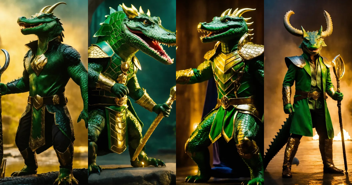 Lexica - Marvel full sized alligator loki with loki horns on his head ...