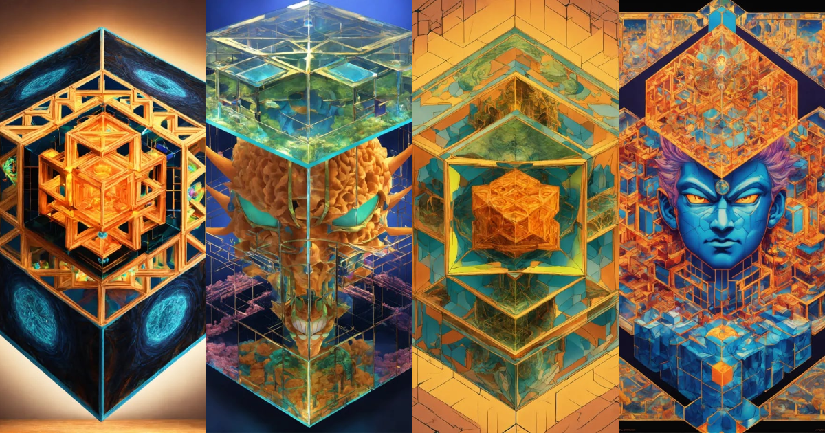 Lexica - Goku tesseract body fractal three point perspective hypercube ...
