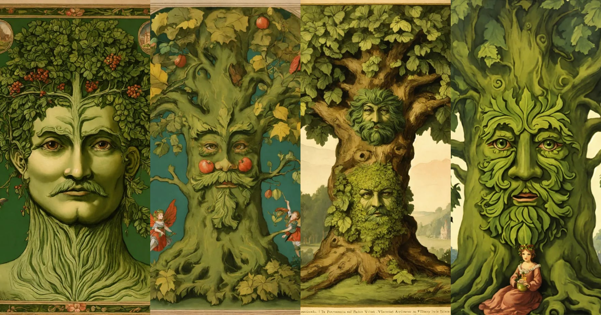 Lexica - Green man tree faces fairy tales illustration 18th century