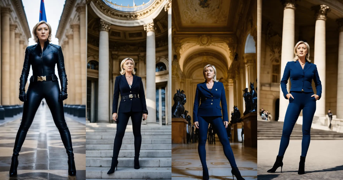 Lexica - Full body photography of Marine Le Pen in the front of the ...