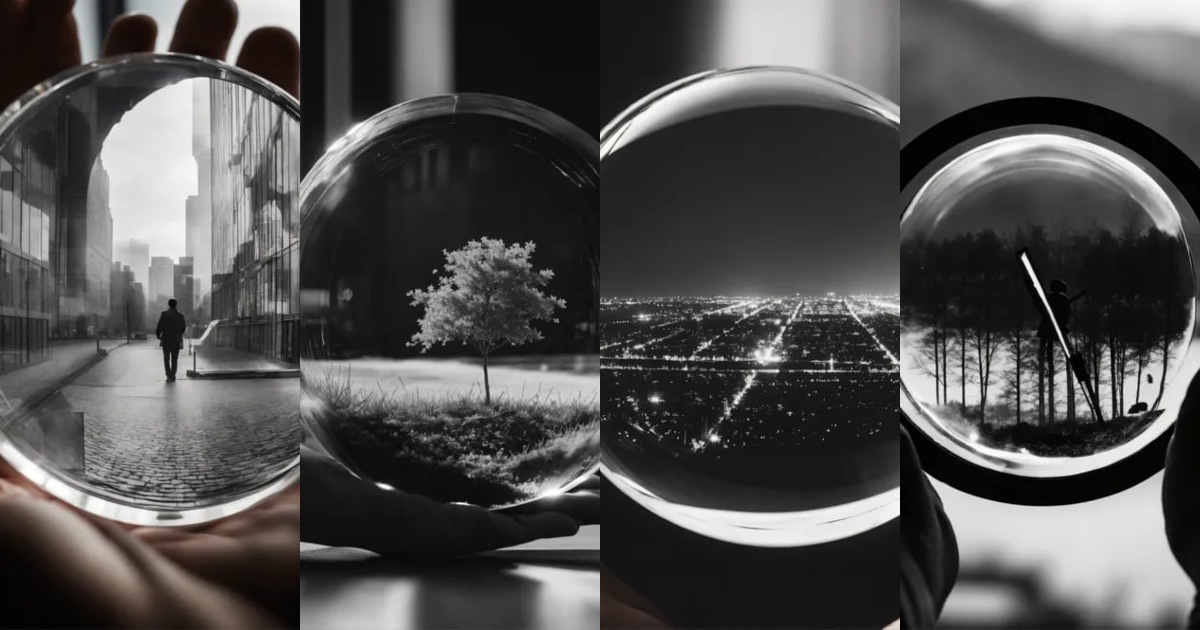 Lexica - Time in hands clear looking through a transparent glass circle ...