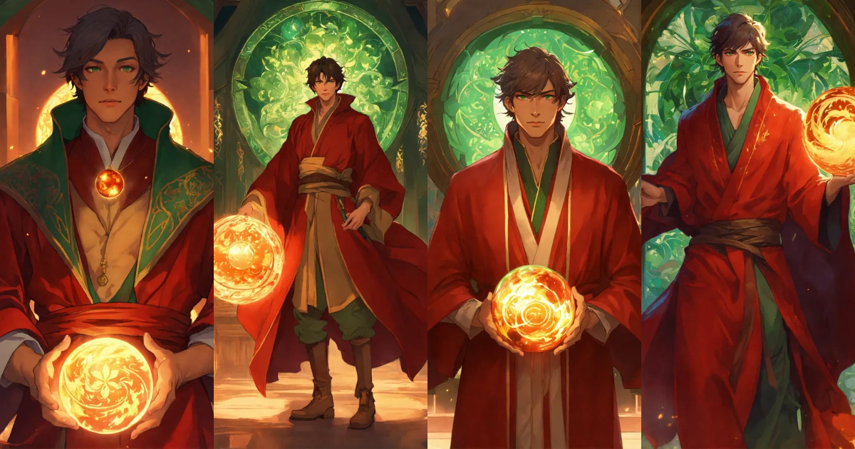 Lexica - Handsome, human, imperial male wizard with glowing fire orb ...