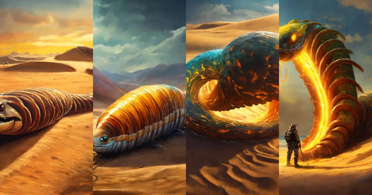 Lexica - Concept art of an electric sand worm, oil painting style ...