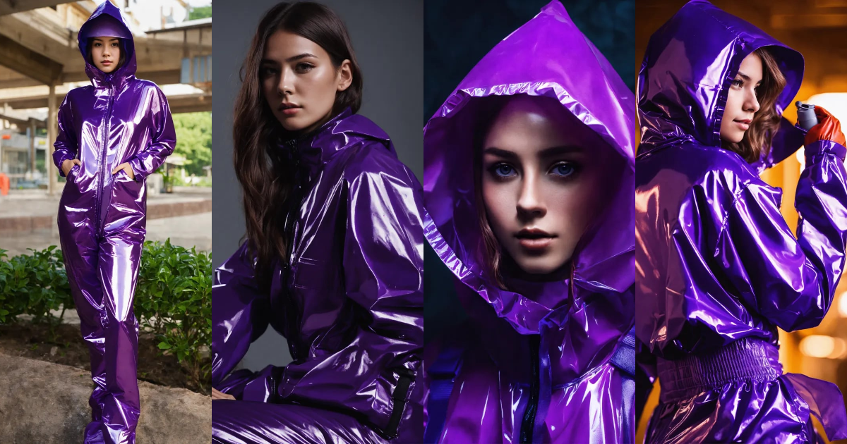 Lexica - Girl in glossy purple hazmat suit