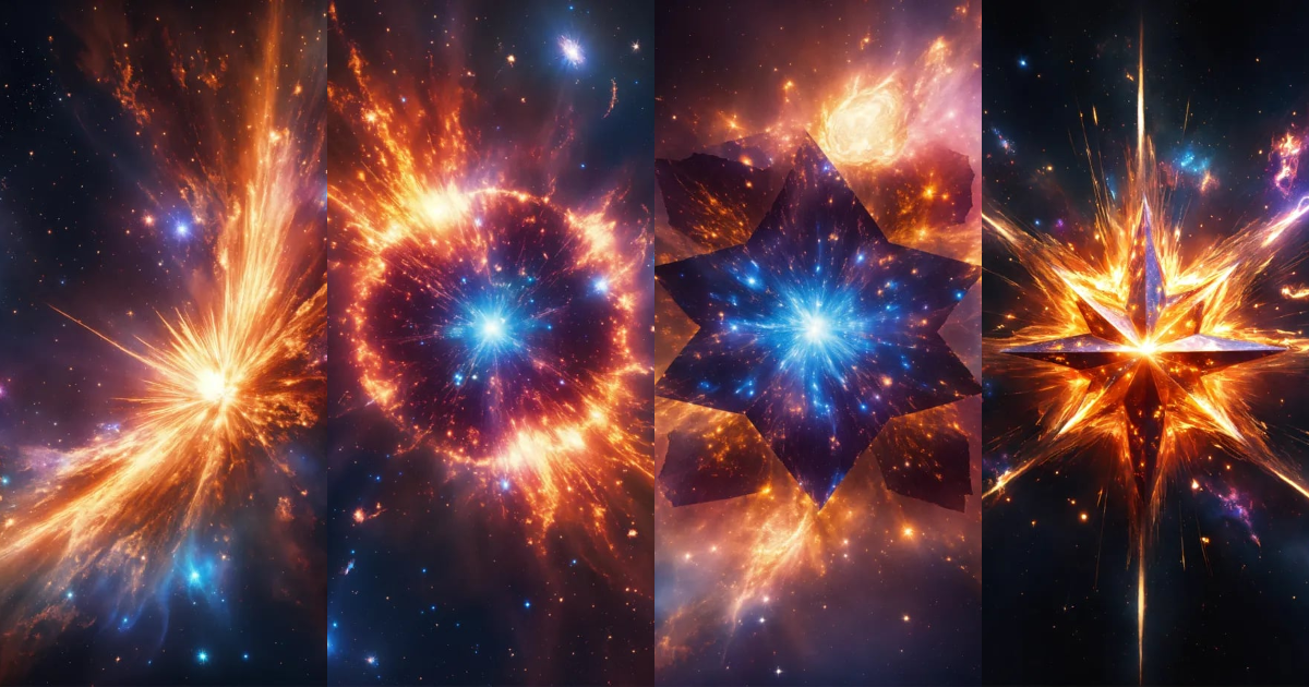 Lexica - Craft an image of a star exploding in space, fragments glowing ...