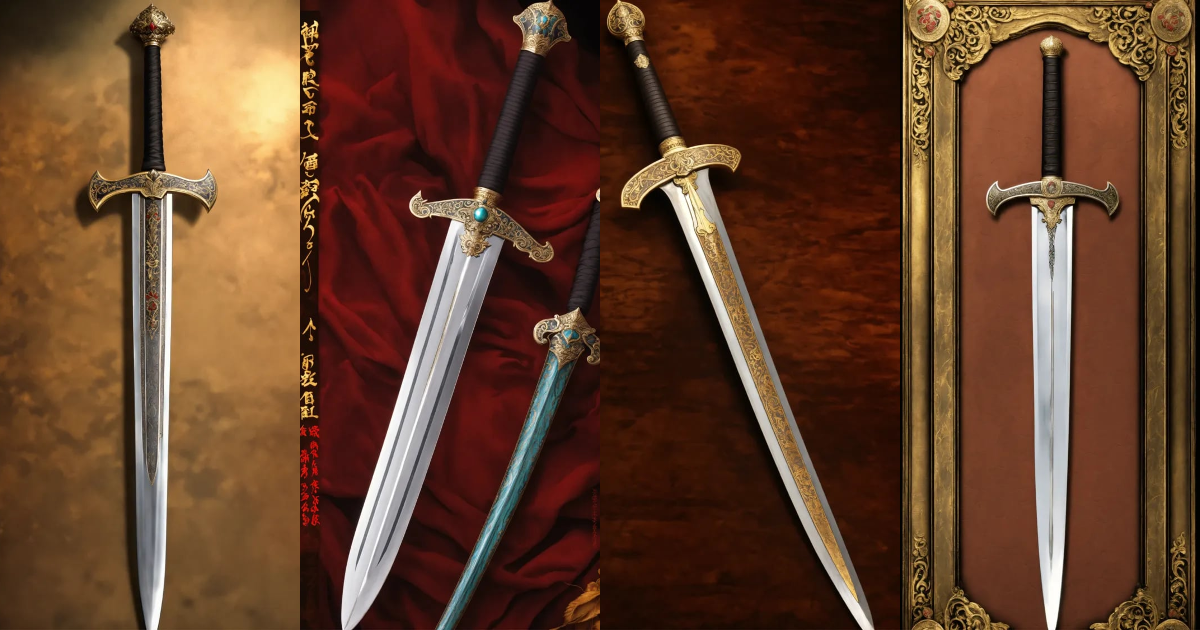 Lexica - Richly decorated long longsword, ultra realistic, very detailled