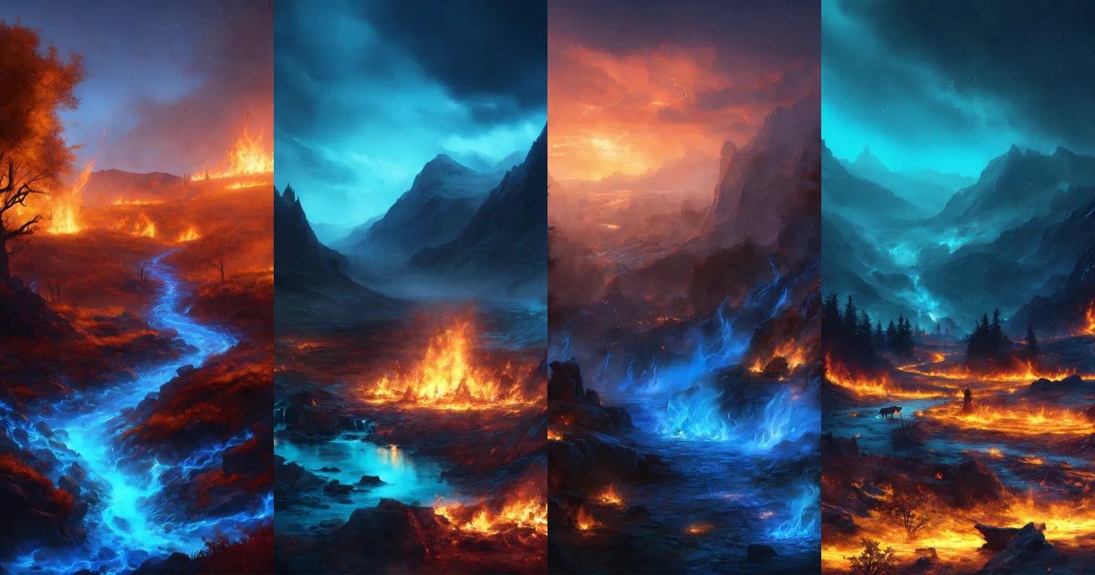 Lexica - Blue fire spell plague Disaster landscape