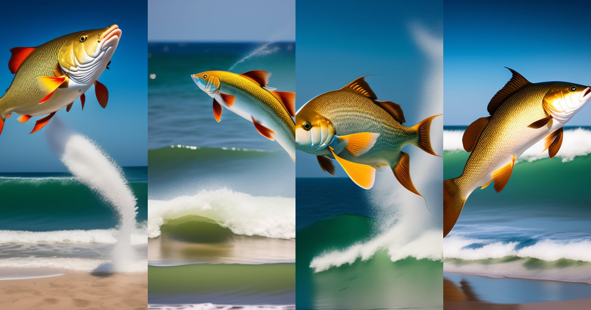 Lexica - A fish goolden Dicentrarchus labrax jumping over the beach ...