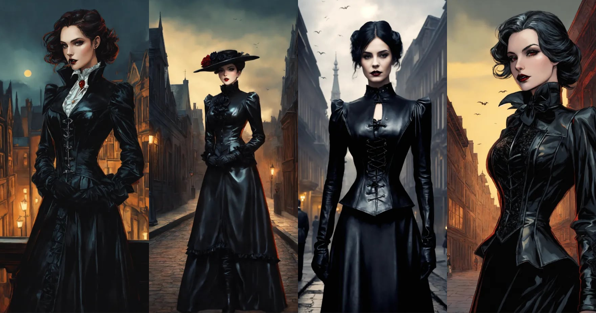 Lexica - Graphic novel art, stunning female vampire model, strict black ...