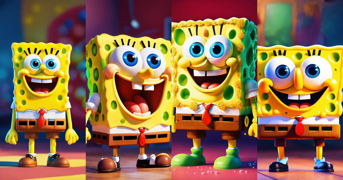 Lexica - SpongeBob ,full body image of cute ,realistic, vivid colors ...