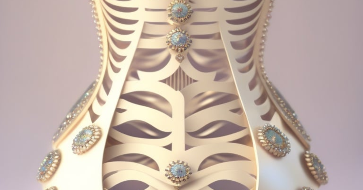 Lexica - 1950;s female skeleton bones empty corset encrusted with ...